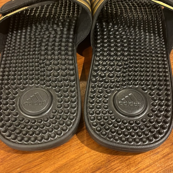 adidas | Shoes | Adidas Adissage Slides Sandals Shoes Black Gold Eg657 ...